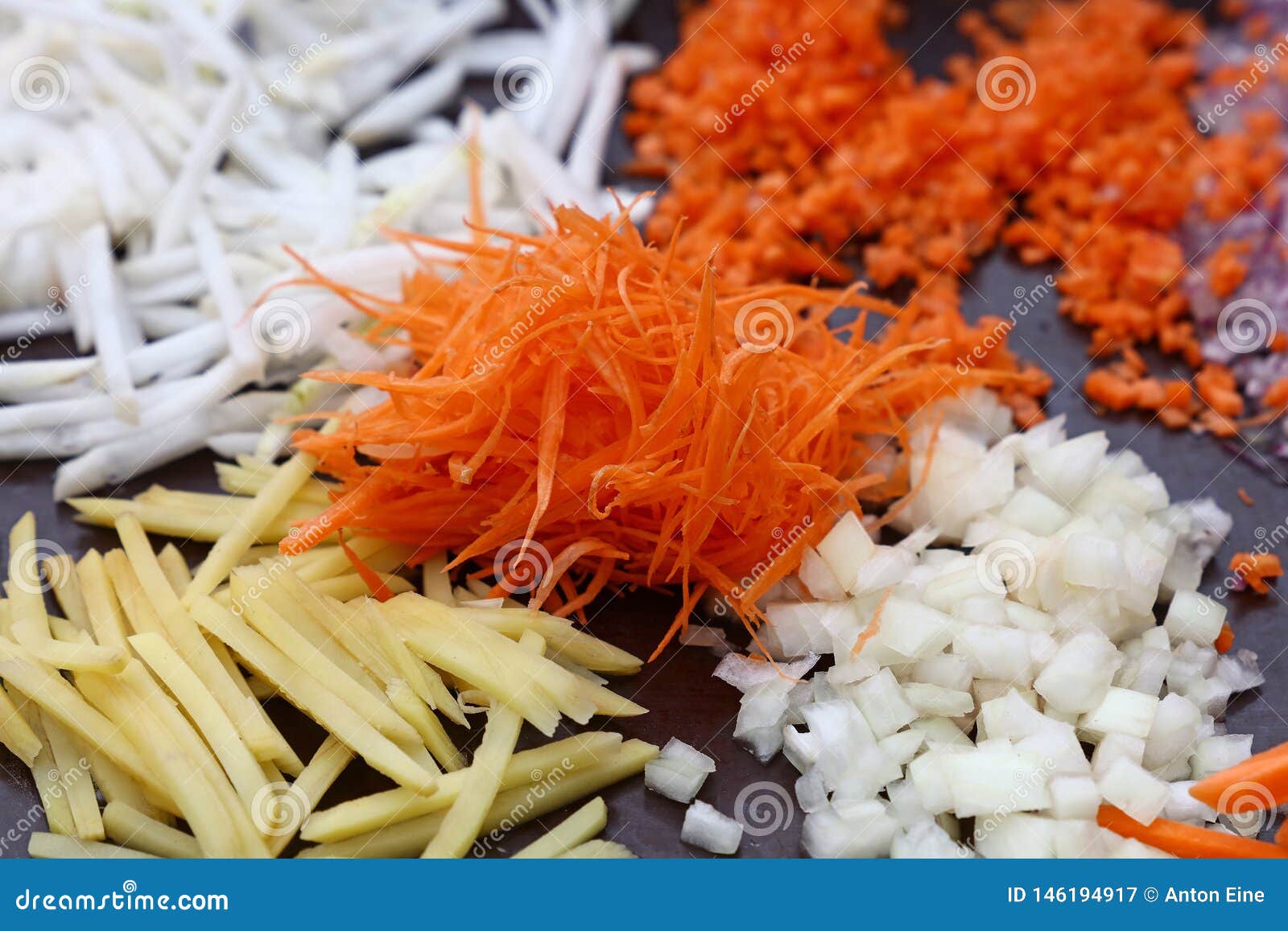 Assorted Cut Sliced Vegetables on Cooking Board Stock Image - Image of ...