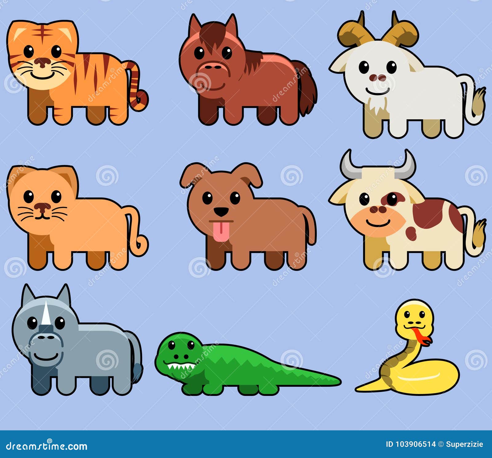 Assorted Cute Animal stock vector. Illustration of animal - 103906514