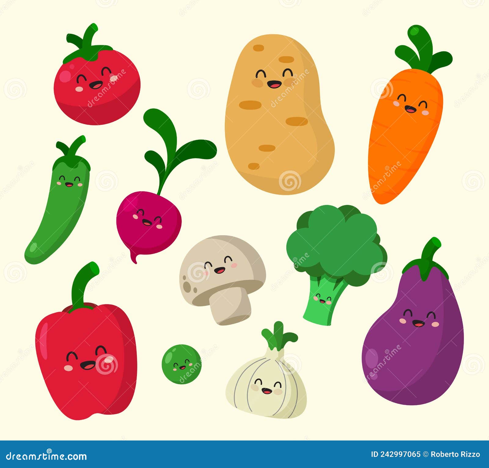 Assorted Cute Funny Vegetables Characters Stock Vector - Illustration ...