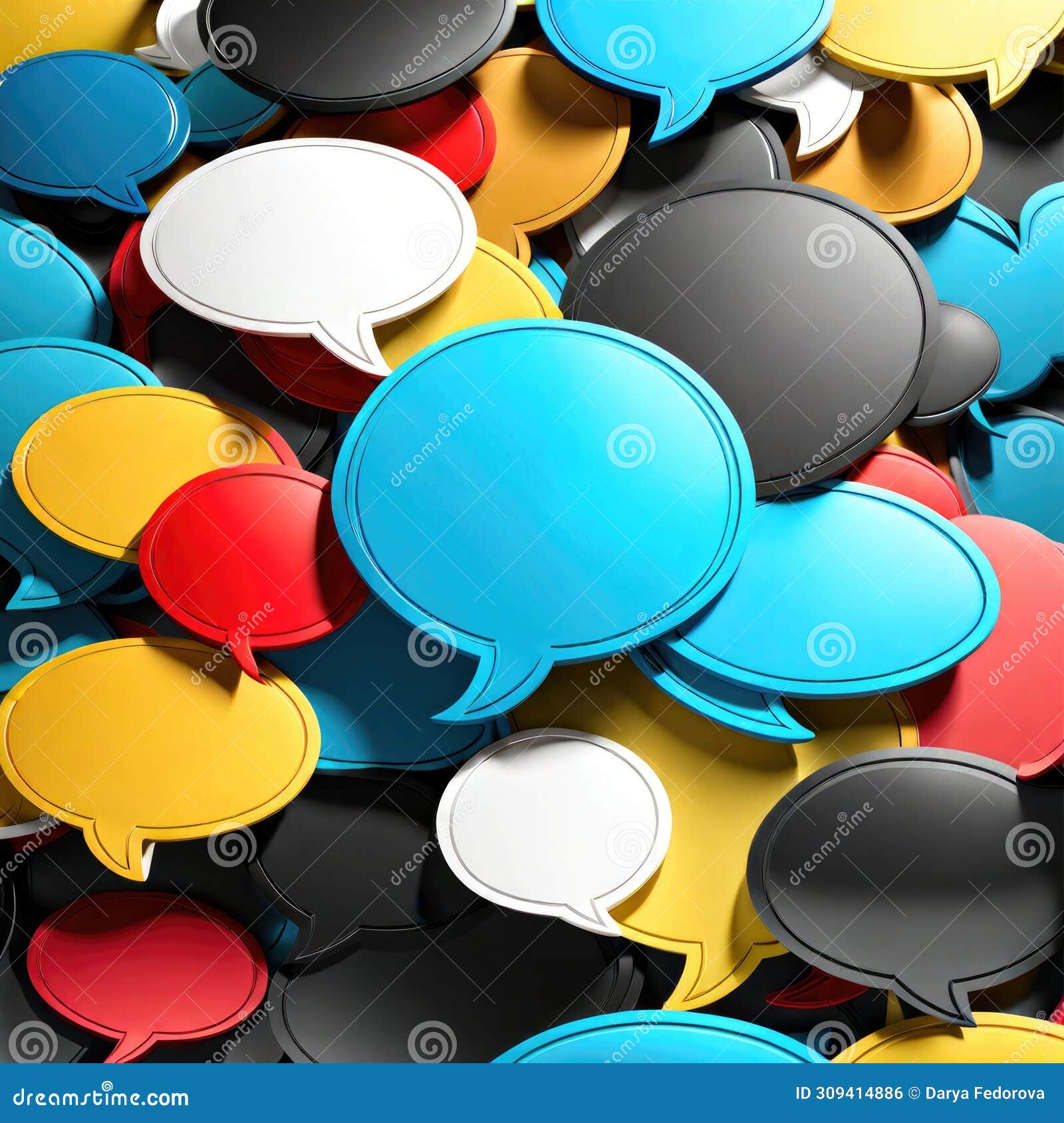 Assorted 3D Speech Bubbles on Dark Background Stock Illustration ...