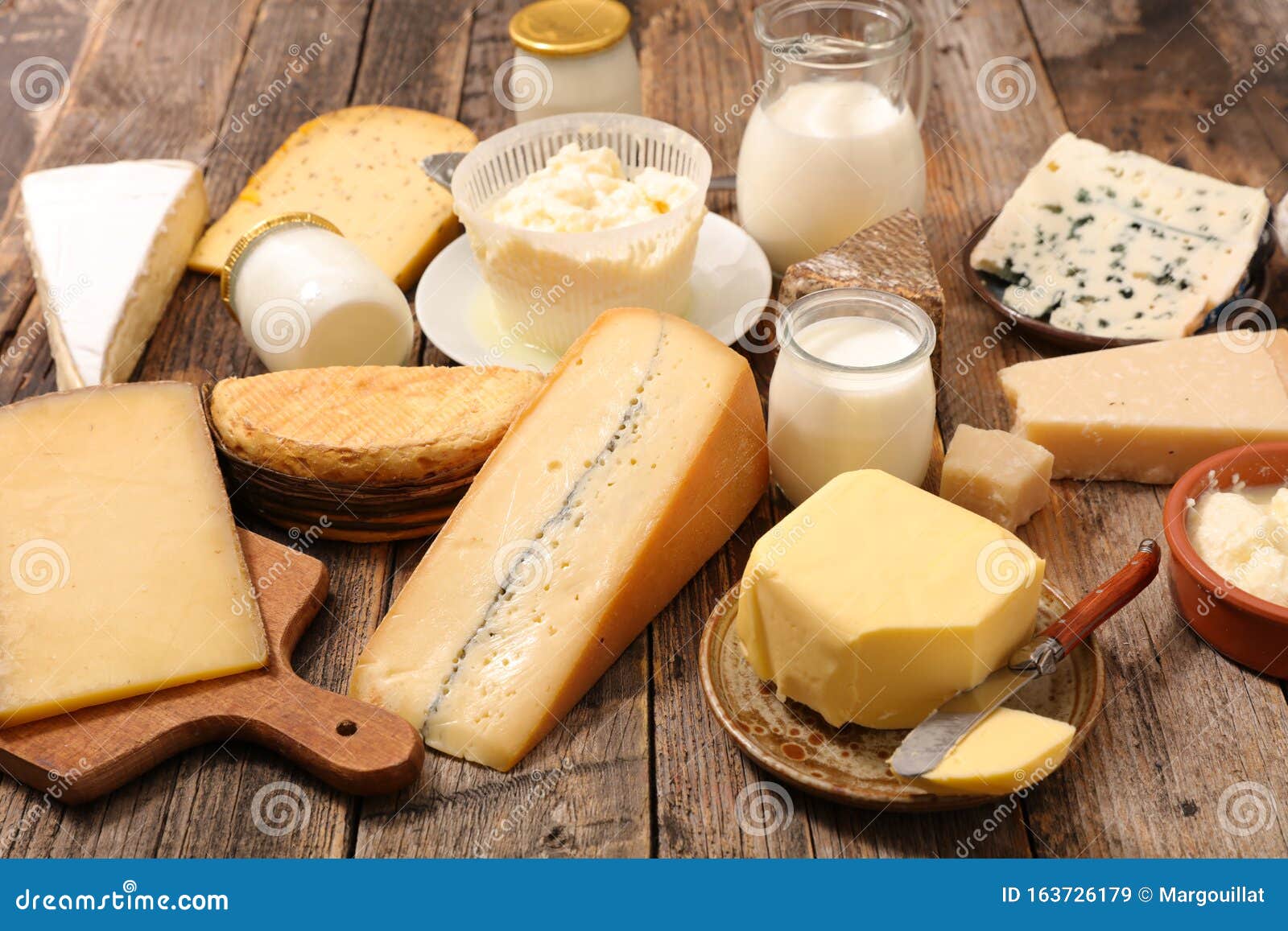 Assorted of dairy product stock image. Image of slice - 163726179