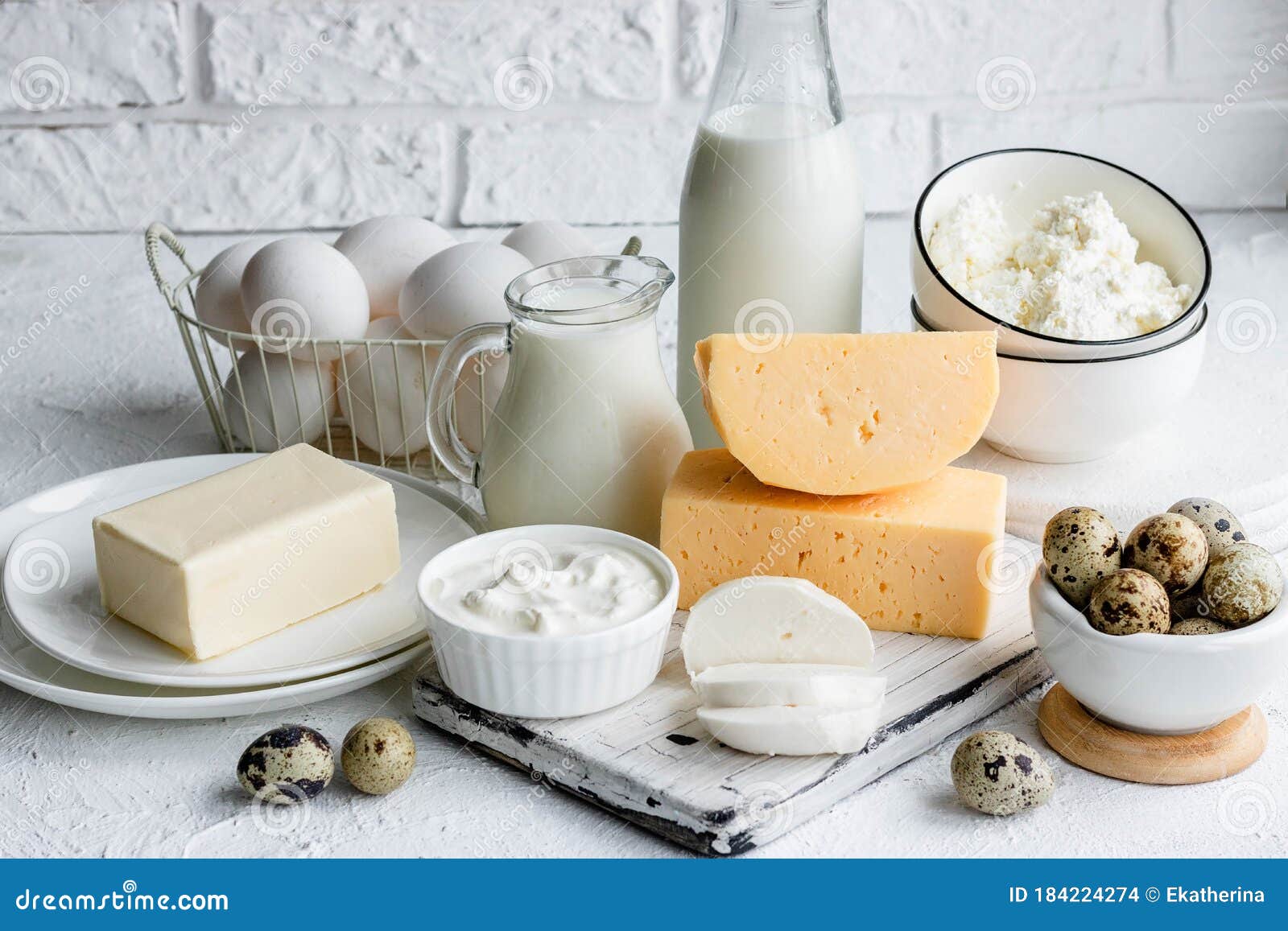 Assorted Dairy Products. Farm Products Stock Photo - Image of farm ...