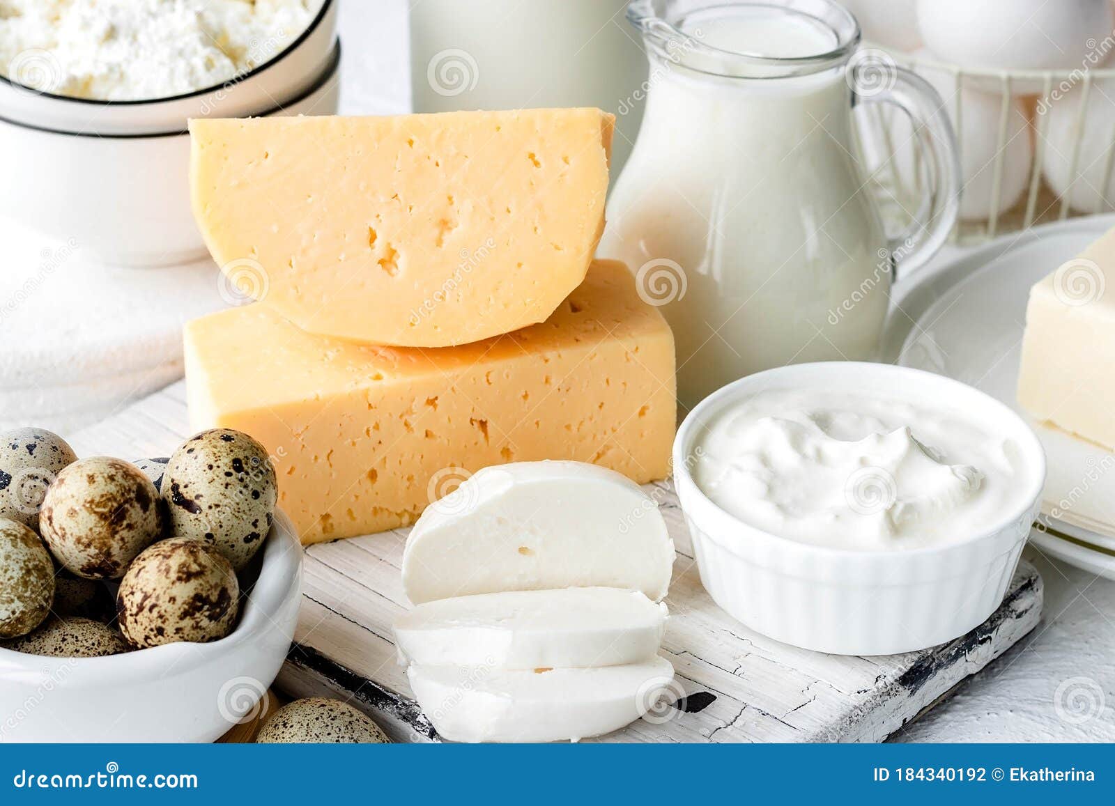 Assorted Dairy Products. Farm Products Stock Photo - Image of healthy ...