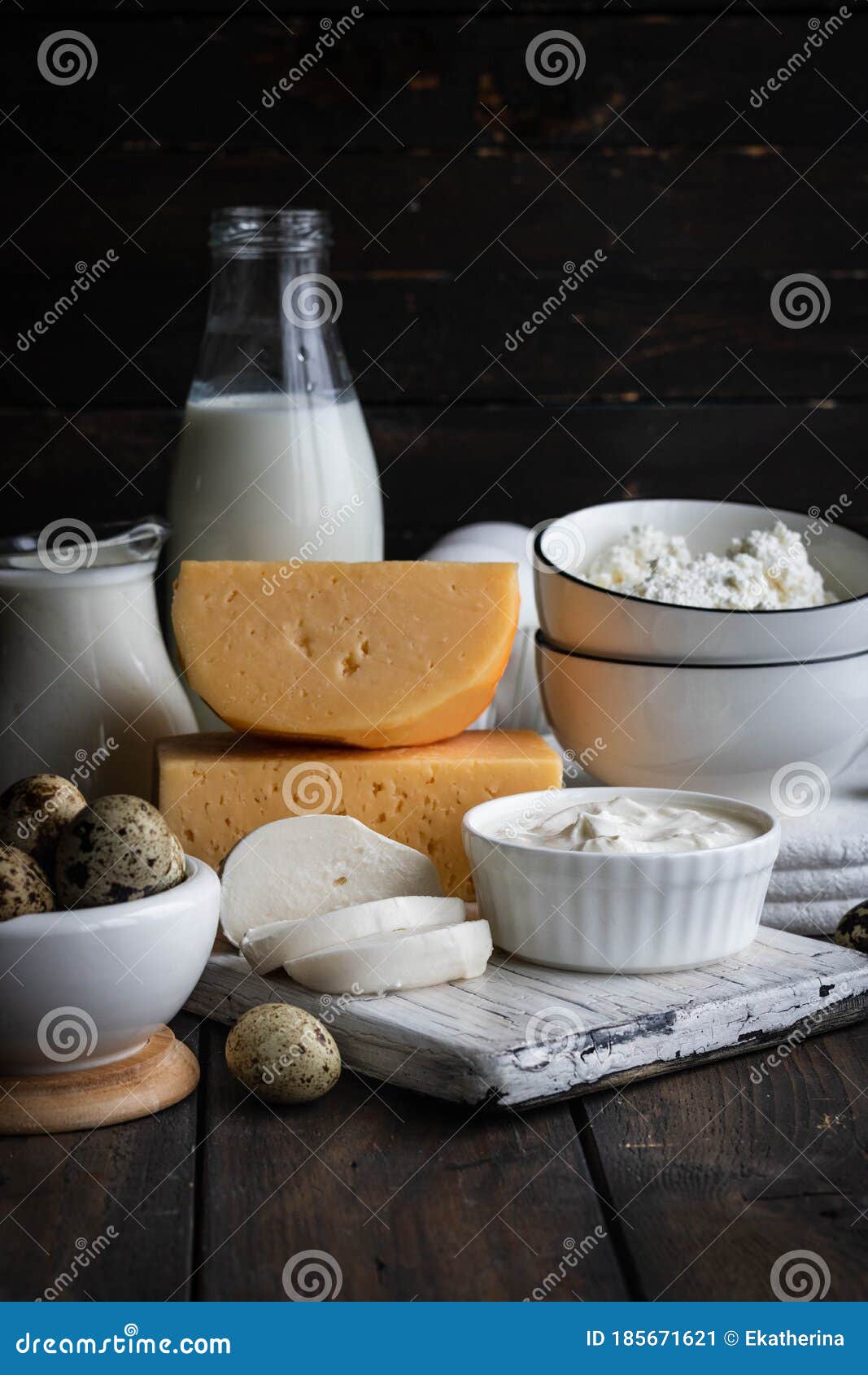 Assorted Dairy Products. Farm Products Stock Image - Image of cutting ...