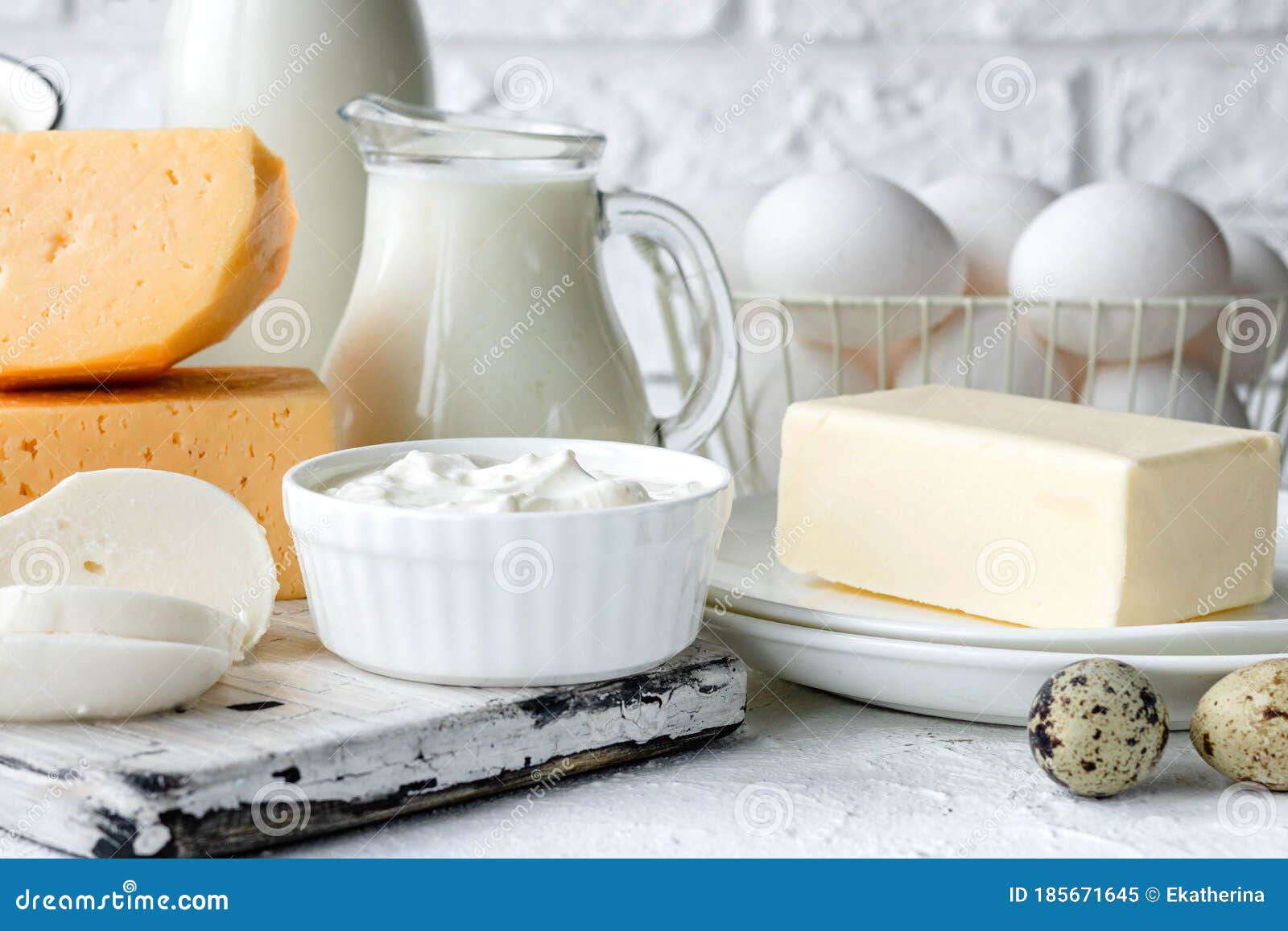 Assorted Dairy Products. Farm Products Stock Image - Image of eggs ...