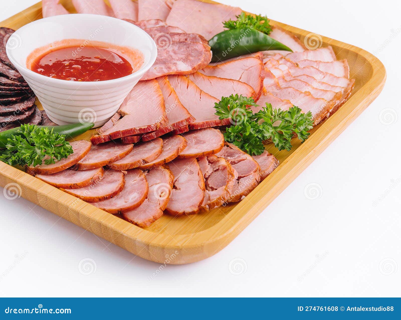 Assorted Deli Cold Meats on Wooden Tray Stock Photo - Image of buffet ...