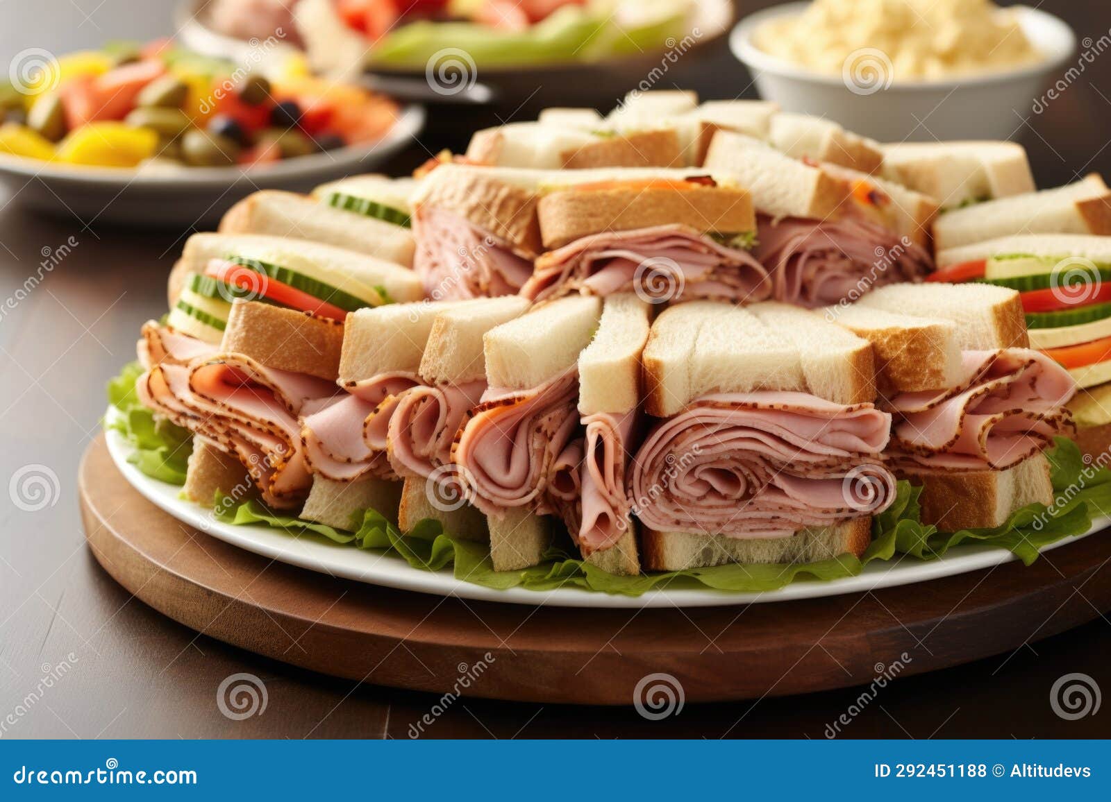 Assorted Deli Meat Sandwiches on a Large Platter Stock Photo - Image of ...