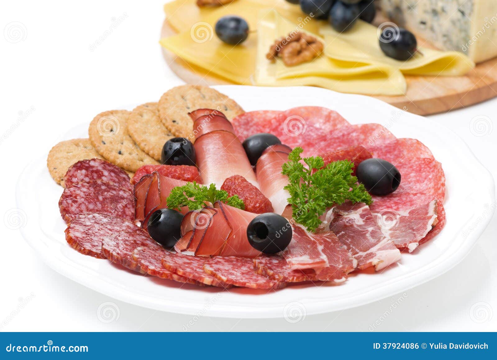 Assorted Deli Meats and a Plate of Cheese, Close-up Stock Photo - Image ...