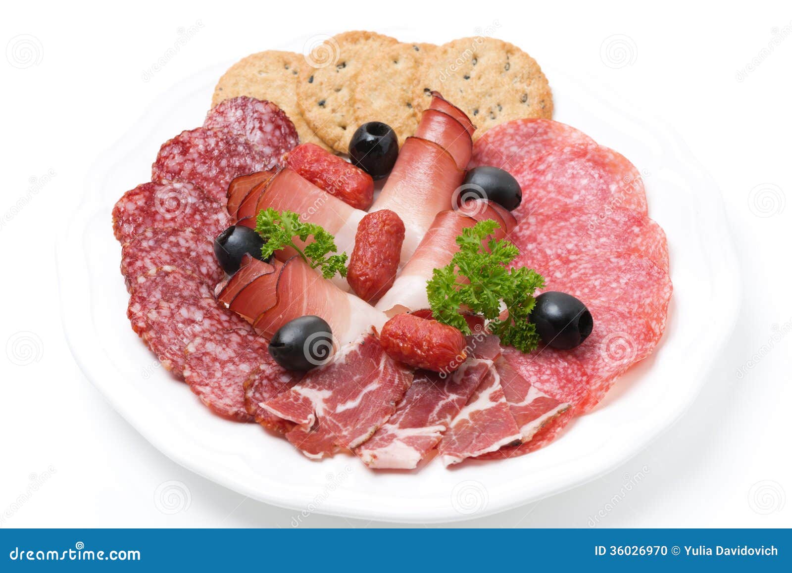 Assorted Deli Meats on a Plate, Isolated Stock Photo - Image of dinner ...