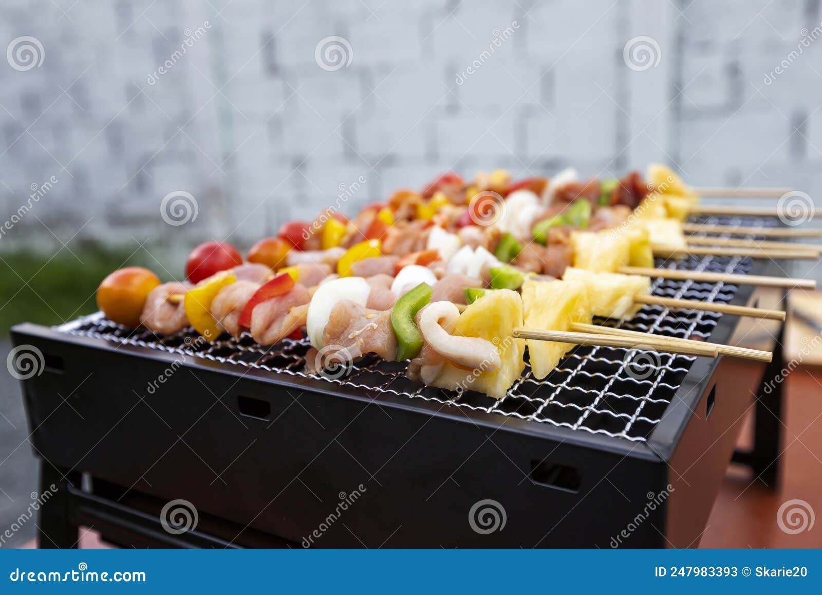 Assorted Delicious Barbecue with Meat and Vegetable on the Stove Stock ...