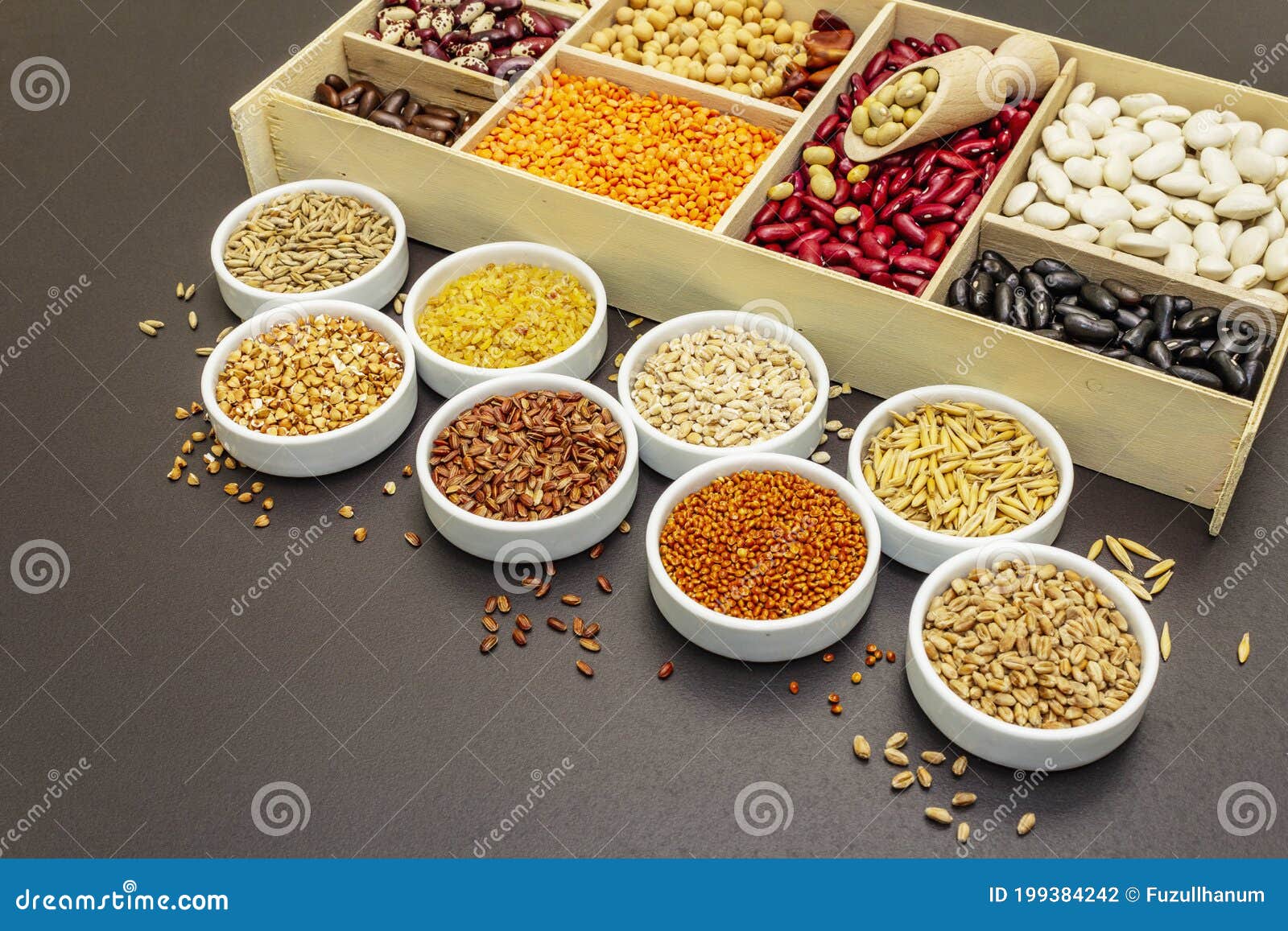Assorted Different Types of Beans and Cereals Grains Stock Photo ...