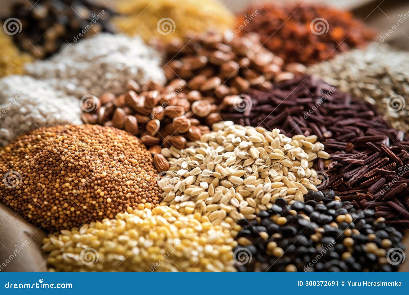 Assorted Different Types of Beans and Cereals Grains. Set of ...