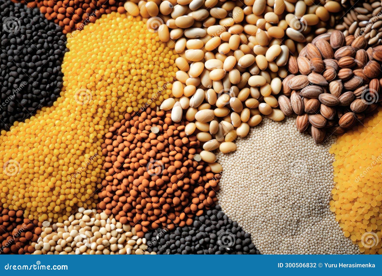 Assorted Different Types of Beans and Cereals Grains. Set of ...