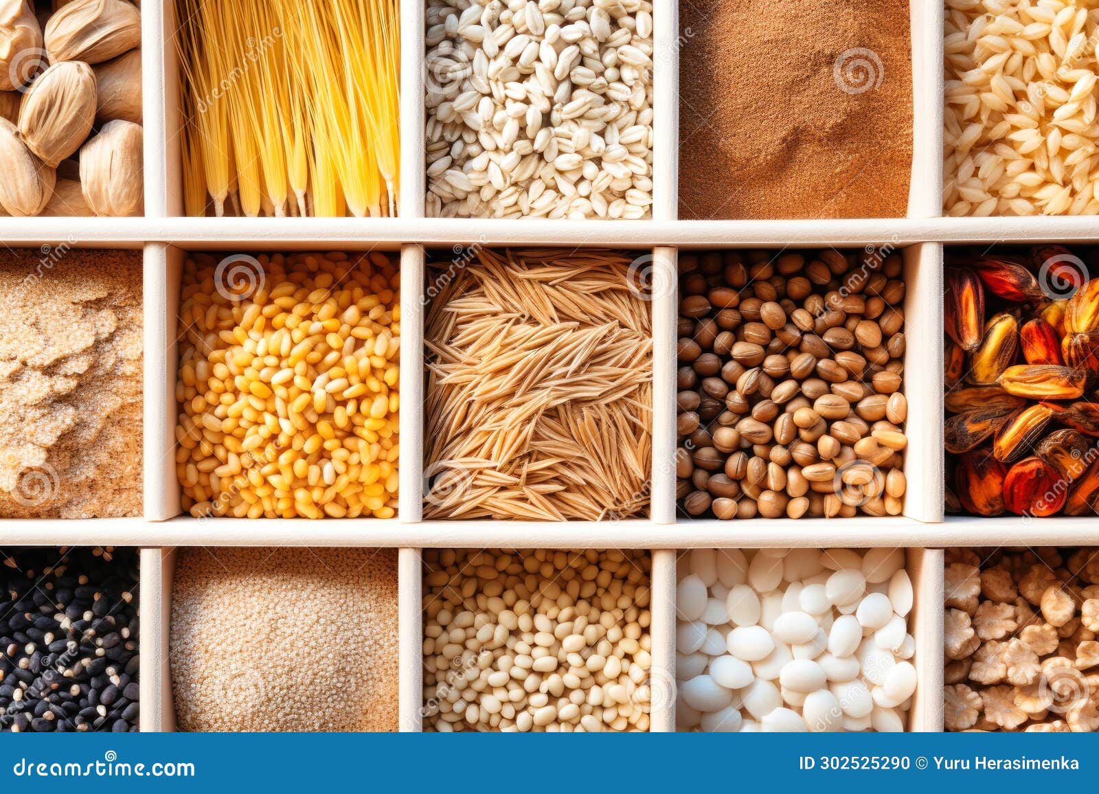 Assorted Different Types Of Beans And Cereals Grains. Set Of ...