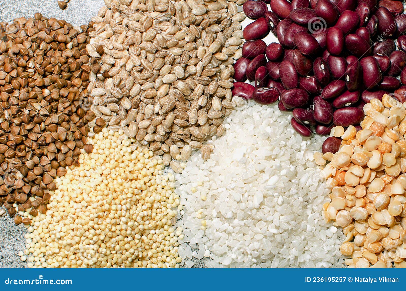 Assorted Different Types of Beans and Cereals Grains. Set of ...
