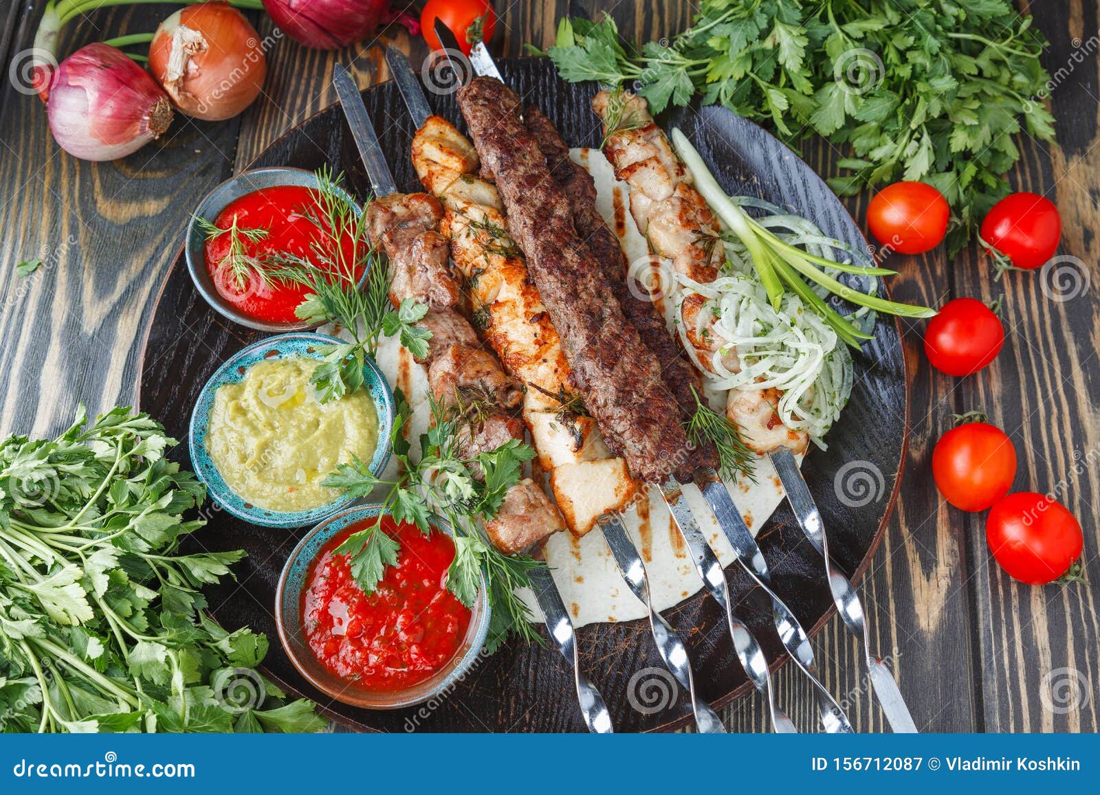 Assorted Different Types of Kebab Stock Image - Image of grill, roasted ...