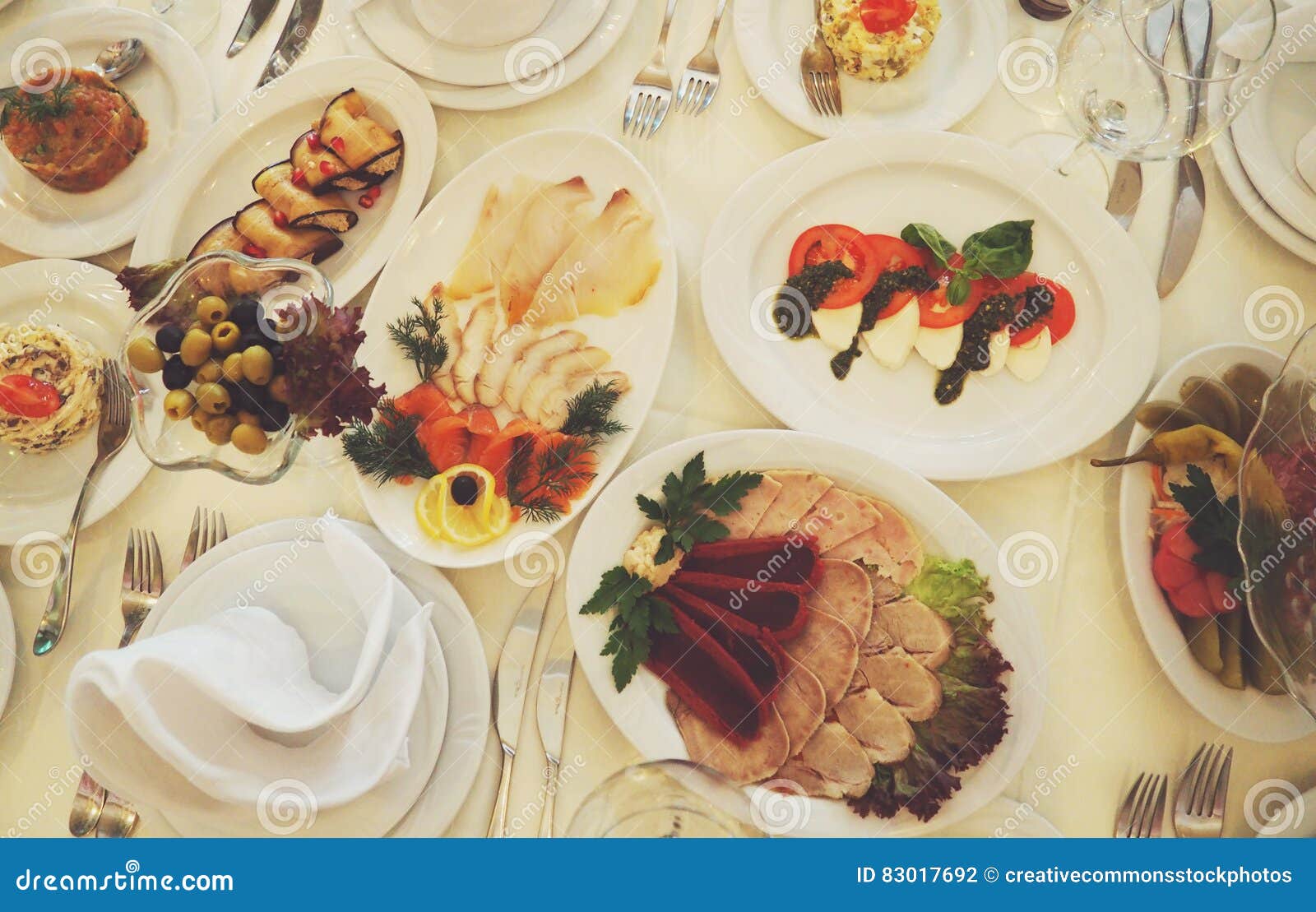 Assorted Dishes Served On White Ceramic Oval Plate On The Table Picture ...