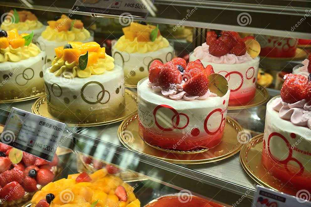 Assorted Display Cake in Window Editorial Photography - Image of baked ...