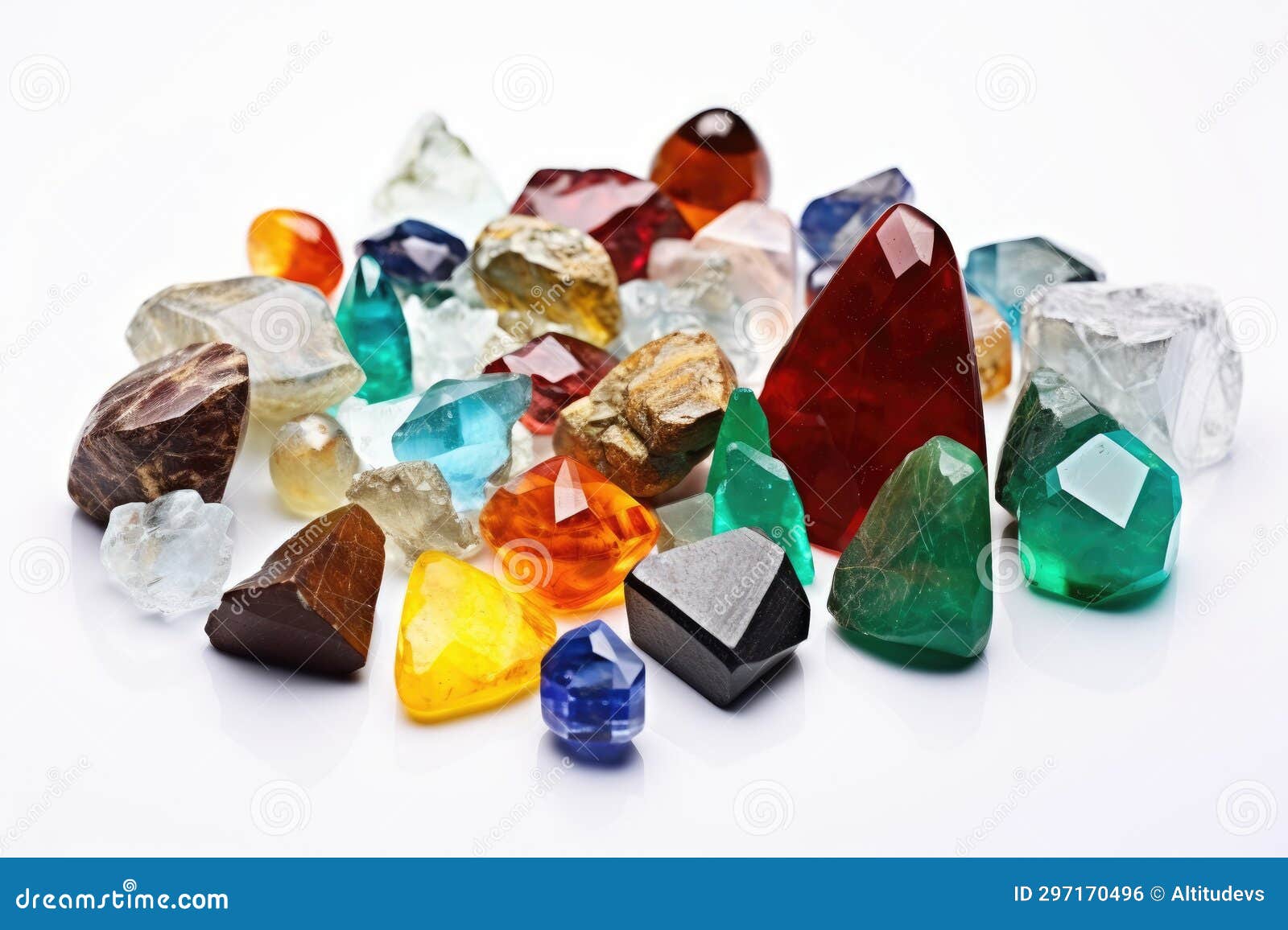 Assorted Display of Gemstones on a White Surface Stock Photo - Image of ...