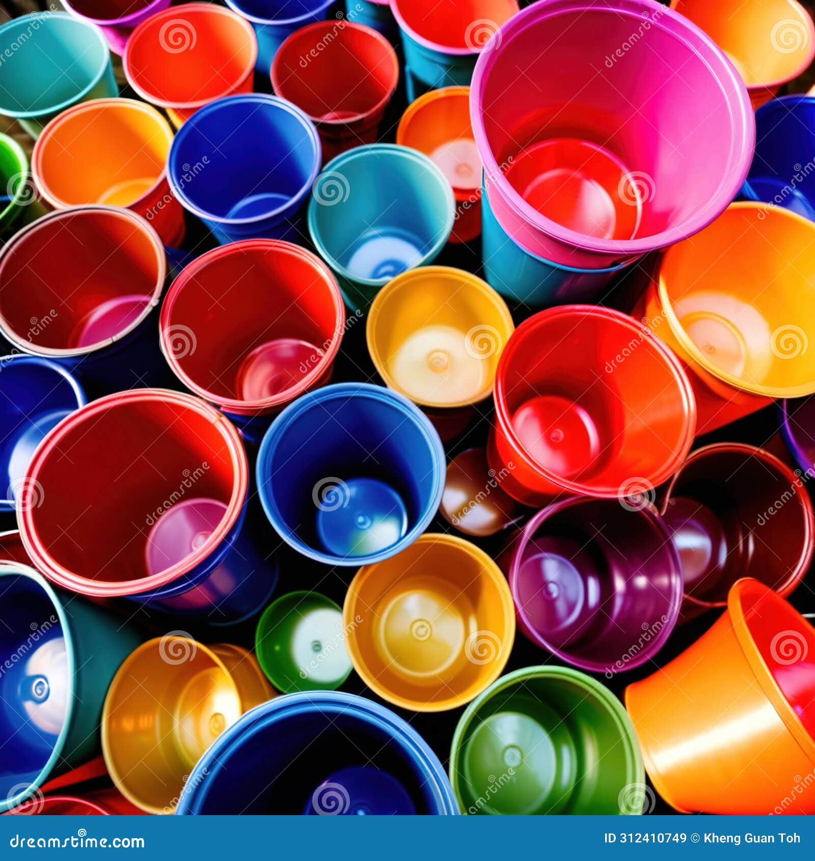 Assorted Diverse Bright Colorful Multicolored Plastic Buckets Stock ...