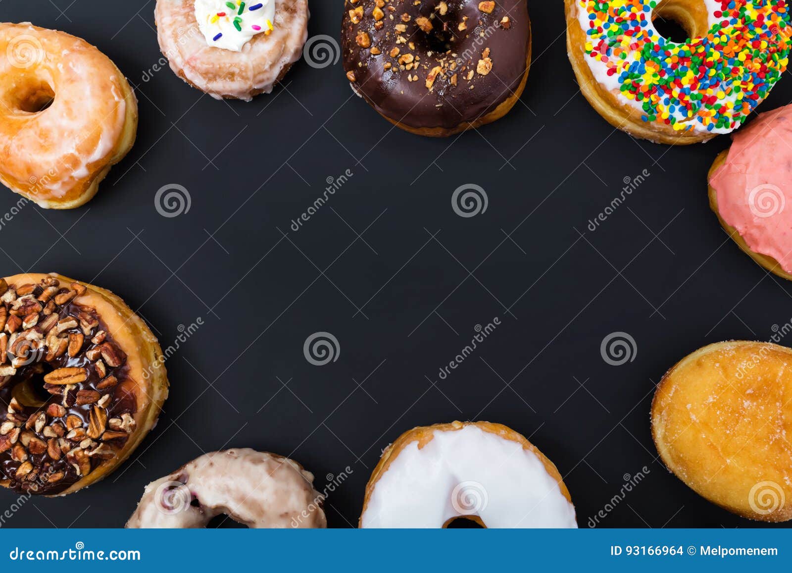 Assorted Donuts on a Black Background Stock Photo - Image of chocolate ...