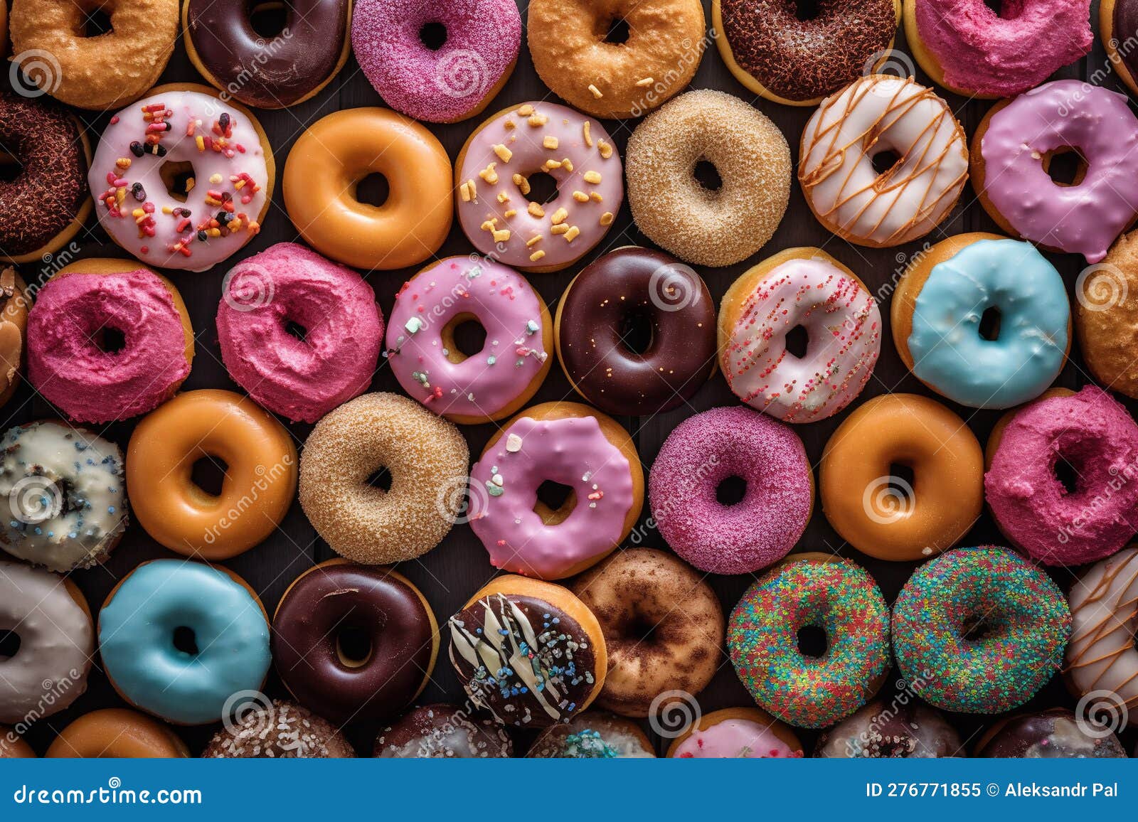 Assorted Donuts in Different Pastel Colors, Texture Background, Top ...