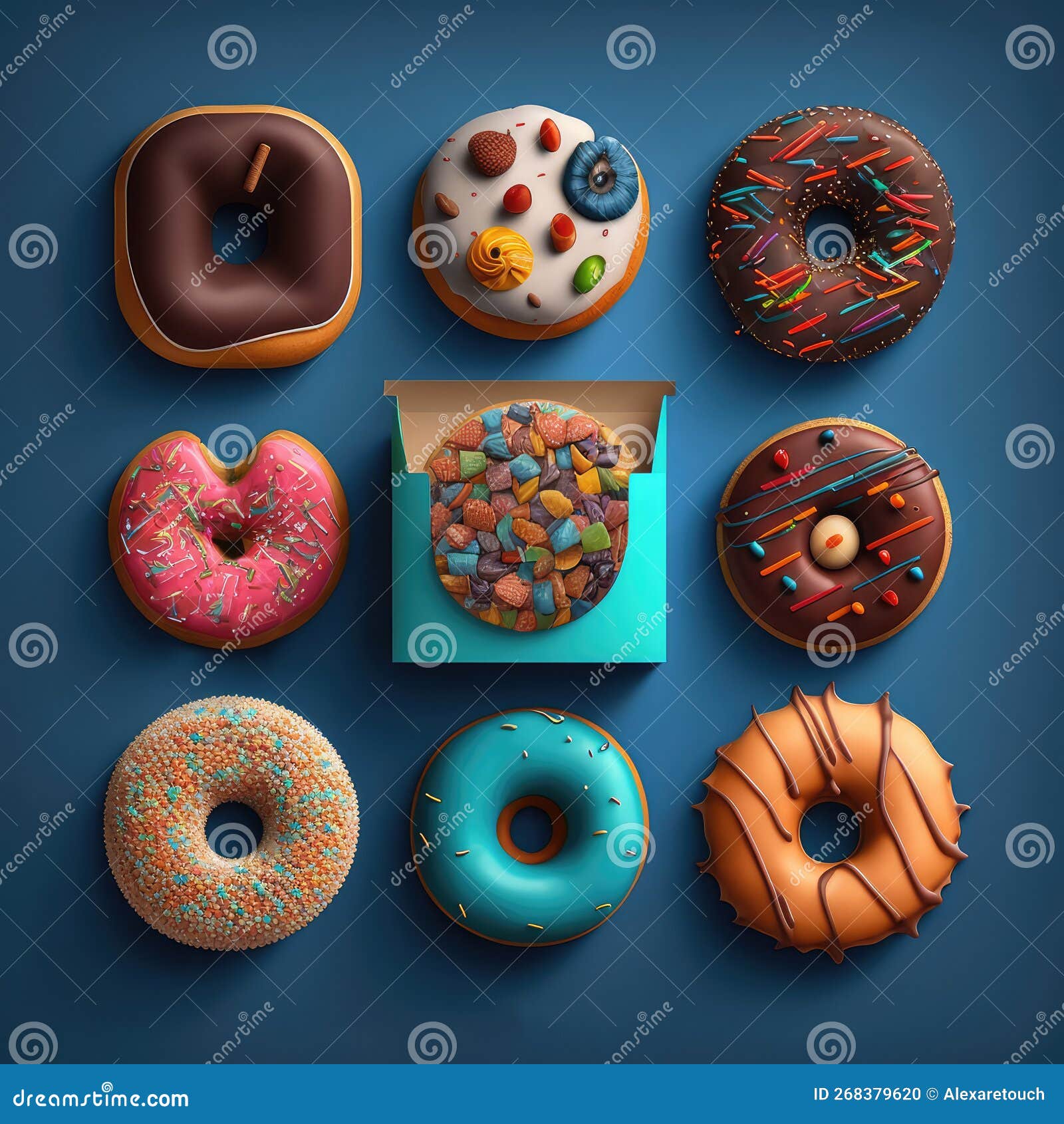 Assorted Donuts in Different Colors on a Dark Background.Generative AI ...