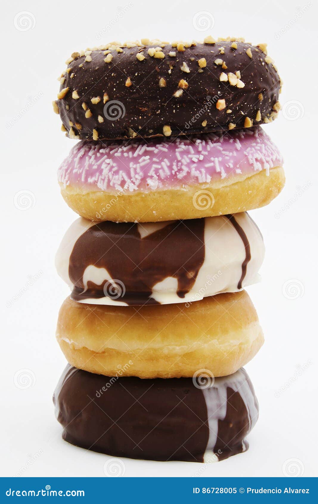 Assorted donuts isolated stock image. Image of food, frosted - 86728005