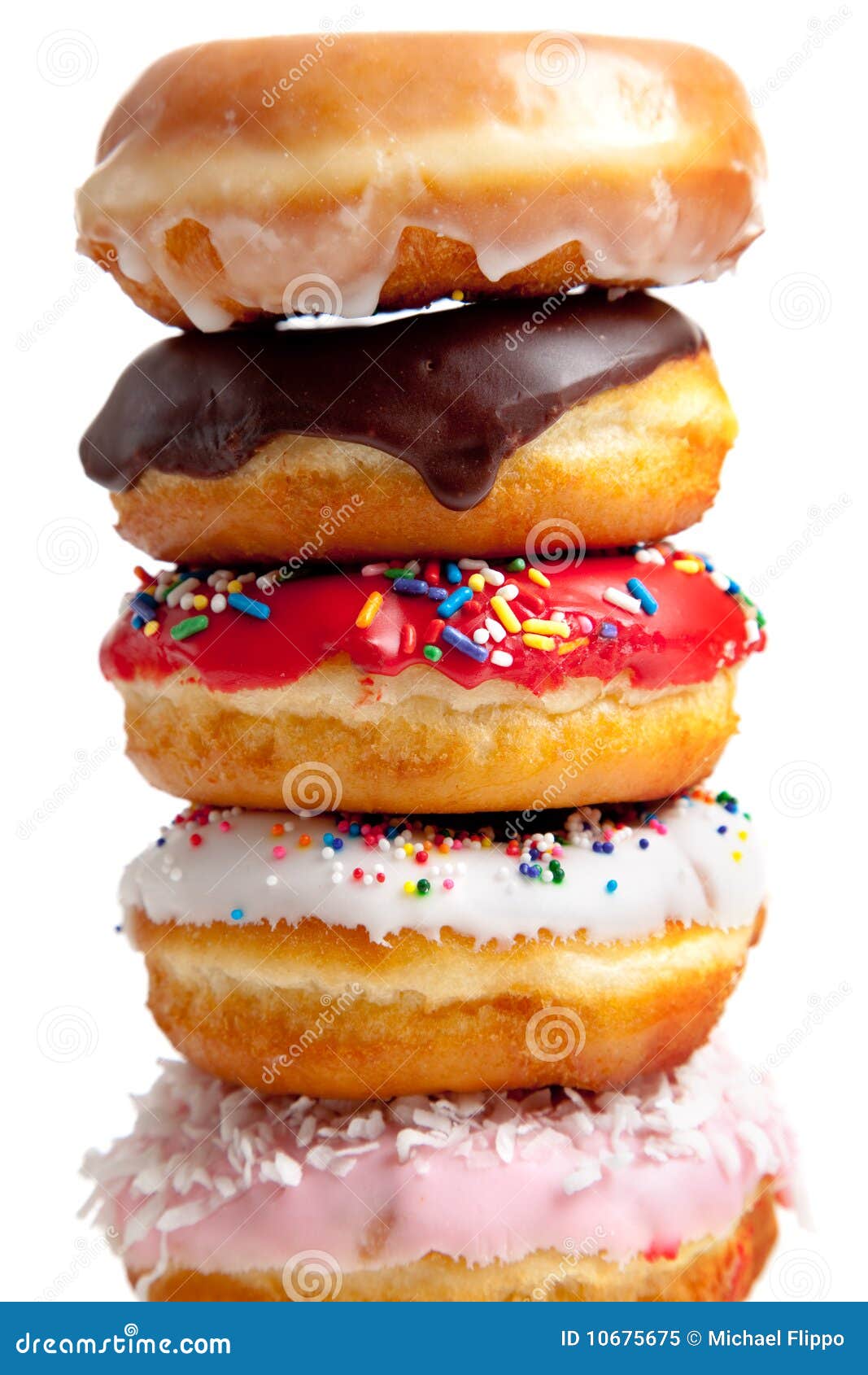 Assorted Donuts on white stock image. Image of dough - 10675675