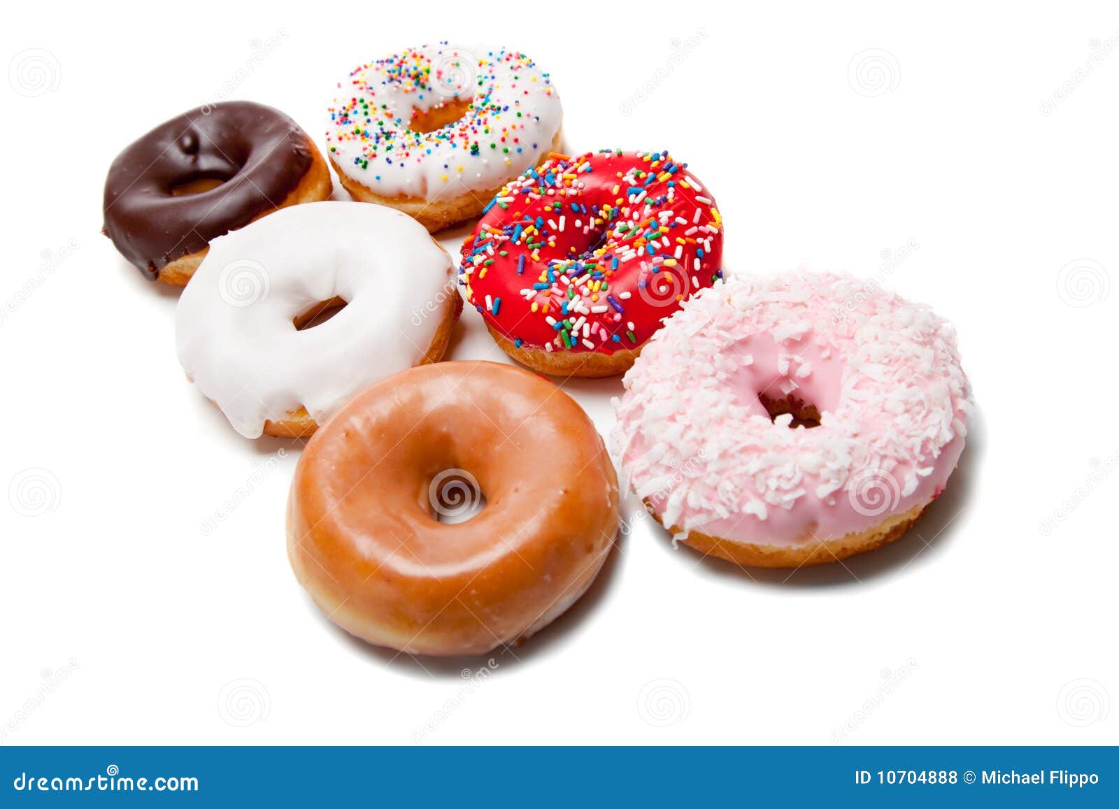 Assorted Donuts on white stock photo. Image of dessert - 10704888