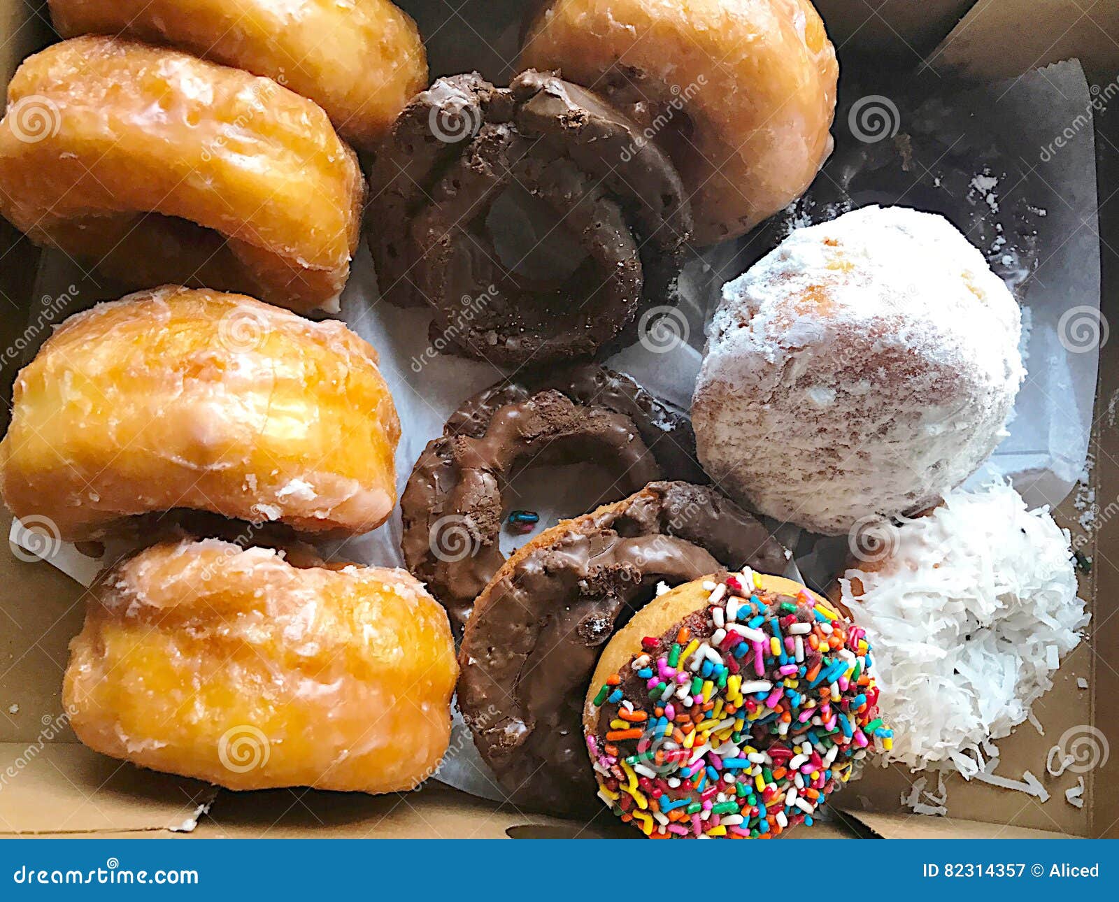 Assorted Doughnuts in a Box Stock Image - Image of sugary, junk: 82314357