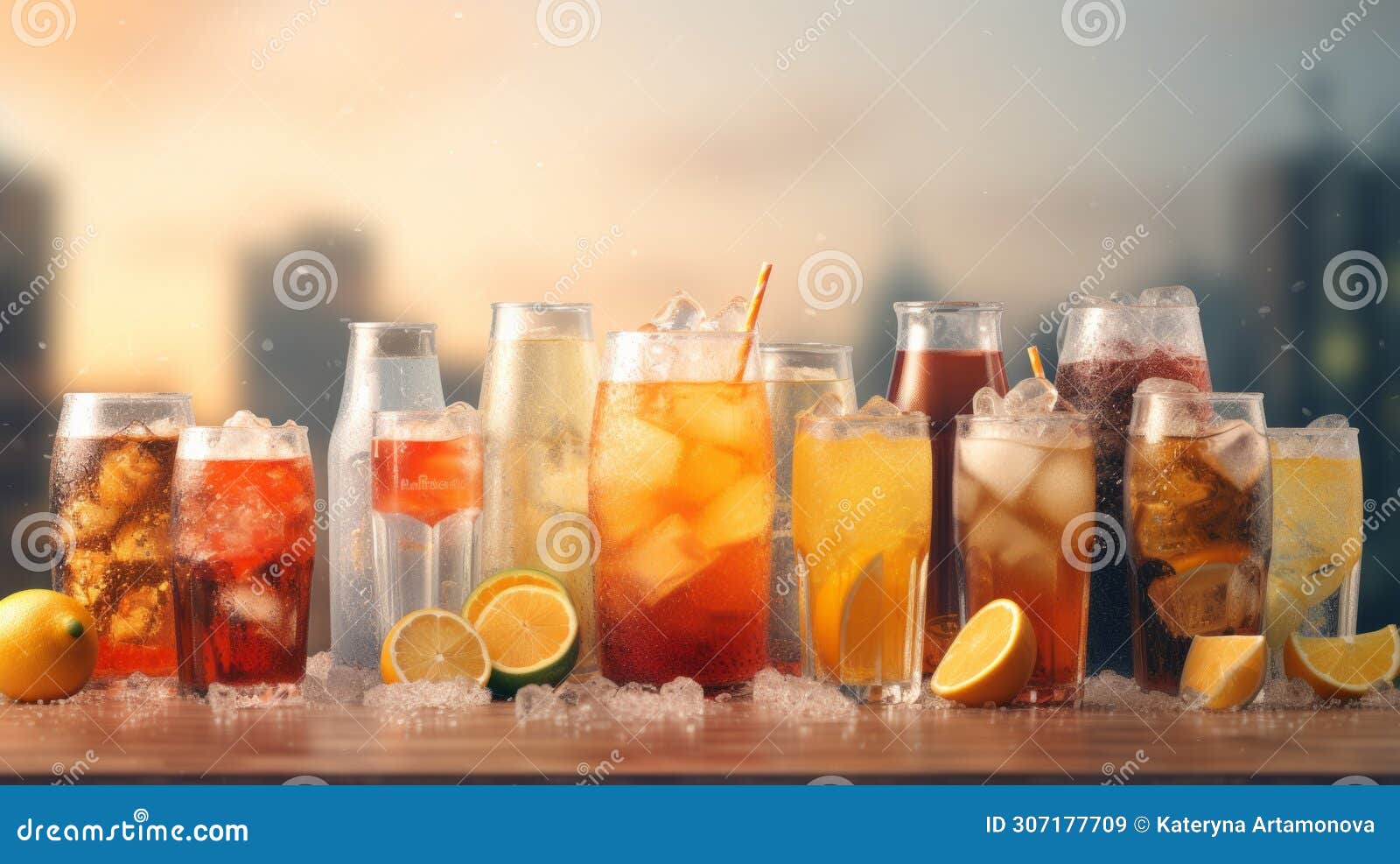 Assorted Drinks Displayed on a Table. Generative AI. Stock Image ...