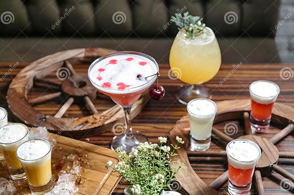 Assorted Drinks Displayed on Table Stock Photo - Image of options ...