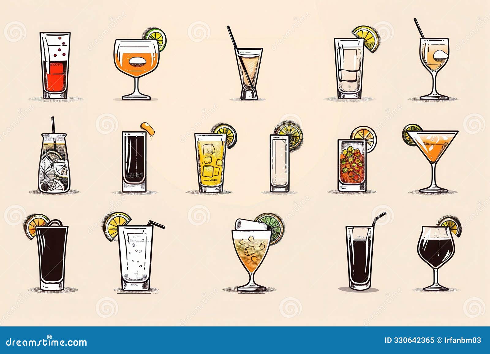 Assorted Drinks Logos and Names. High Detailed Drink Concept Stock ...