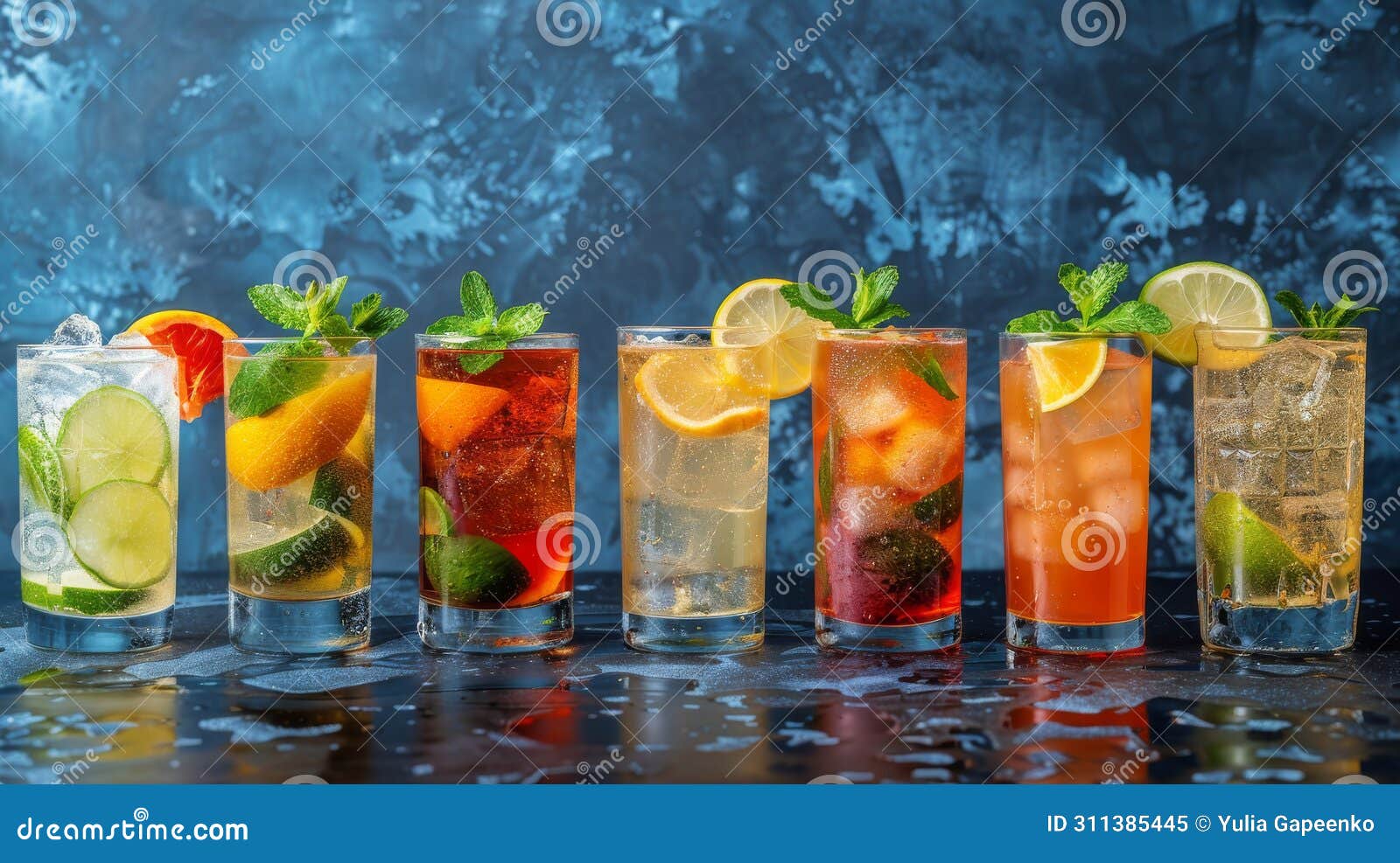 Assorted Drinks in Row of Glasses Stock Image - Image of generative ...
