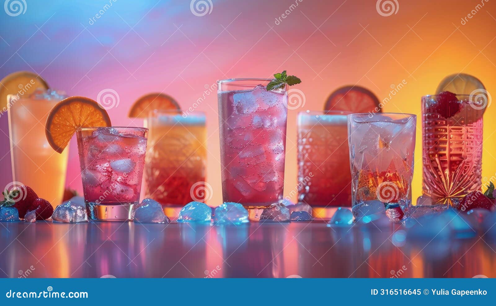 Assorted Drinks on Table stock image. Image of table - 316516645