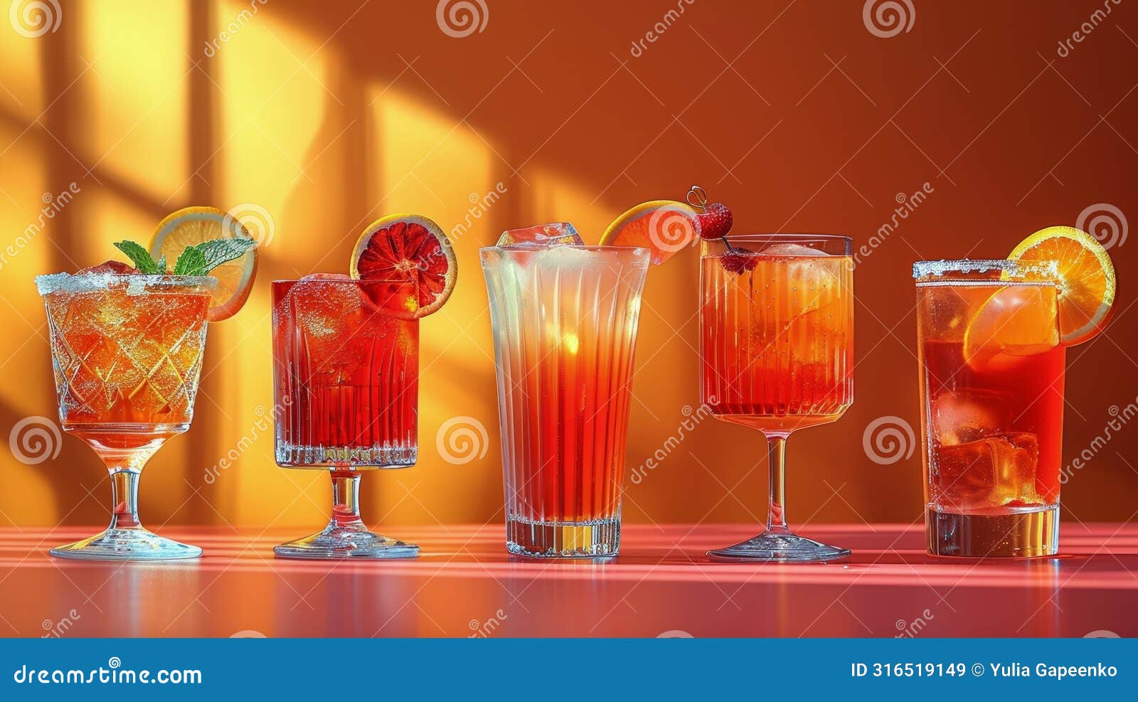 Assorted Drinks on Table stock image. Image of restaurant - 316519149