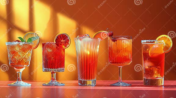 Assorted Drinks on Table stock image. Image of restaurant - 316519149