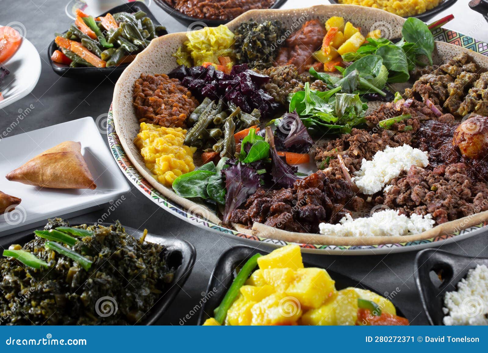Assorted Ethiopian Entrees, Food, Platter Stock Image - Image of ...