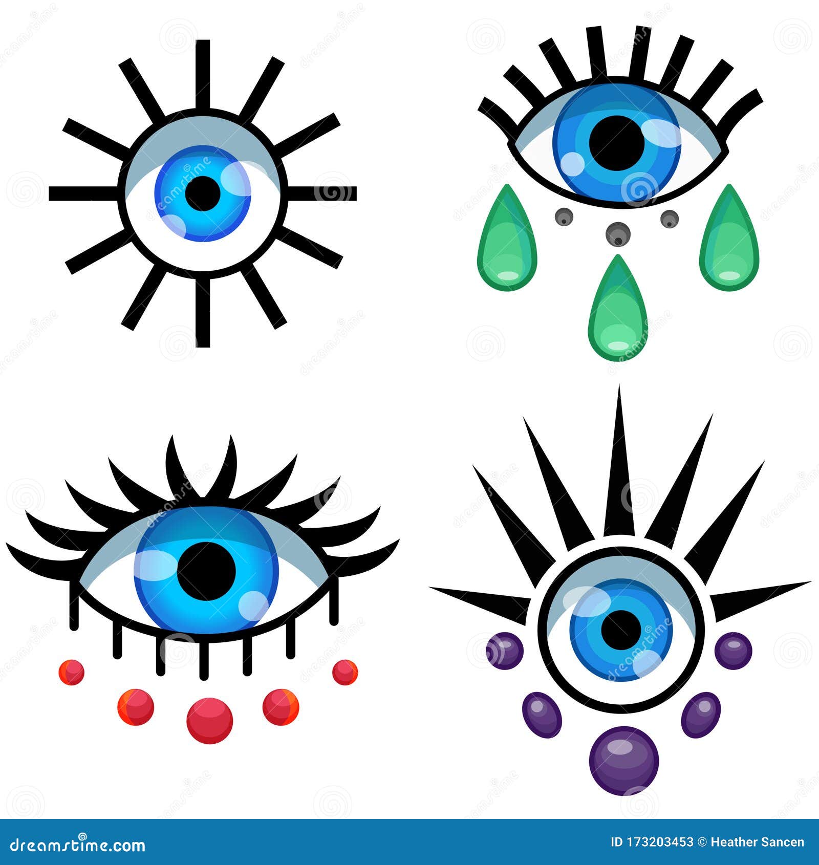 Assorted Evil Eye Vector Assets Stock Vector - Illustration of evil ...