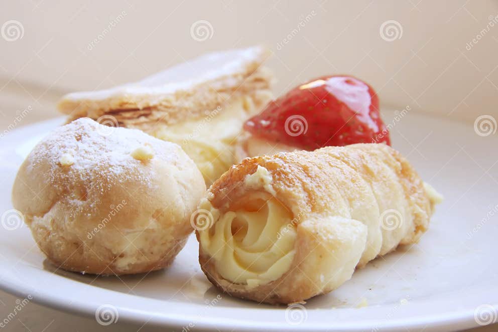 Assorted fancy pastries stock image. Image of serving - 8246497