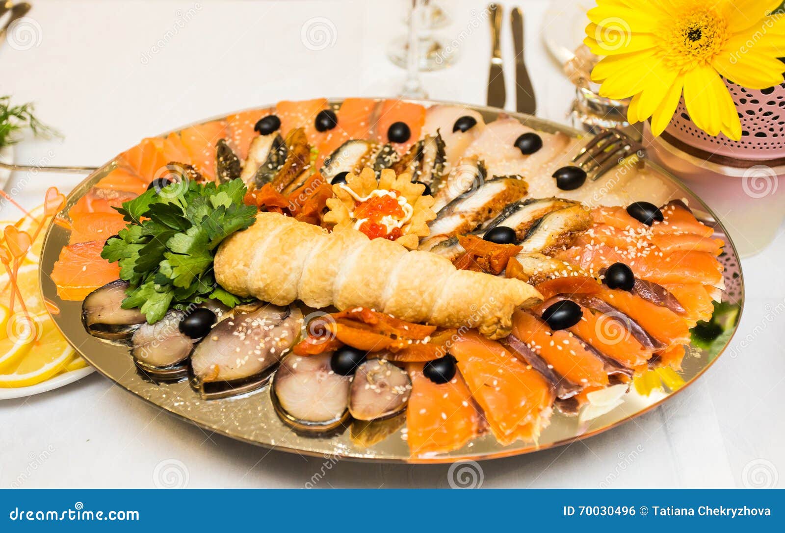 Assorted fish on a plate stock photo. Image of freshness - 70030496