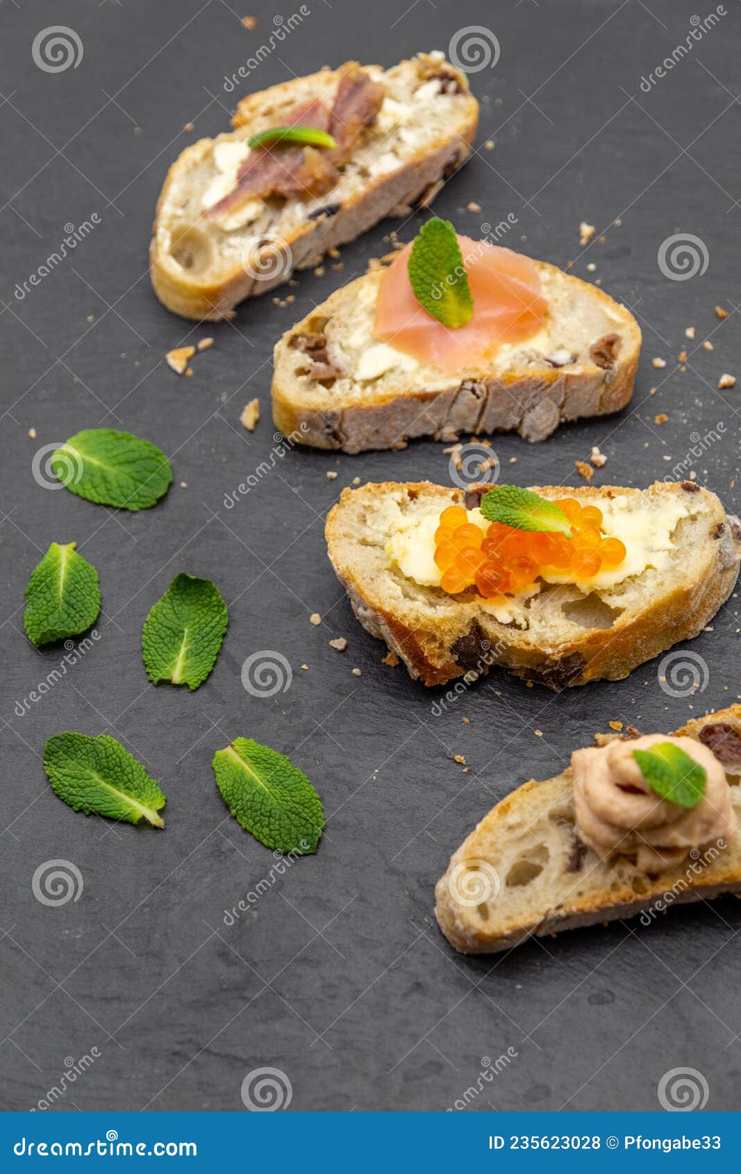 Assorted Fish Sandwiches Starters Stock Photo - Image of appetizer ...