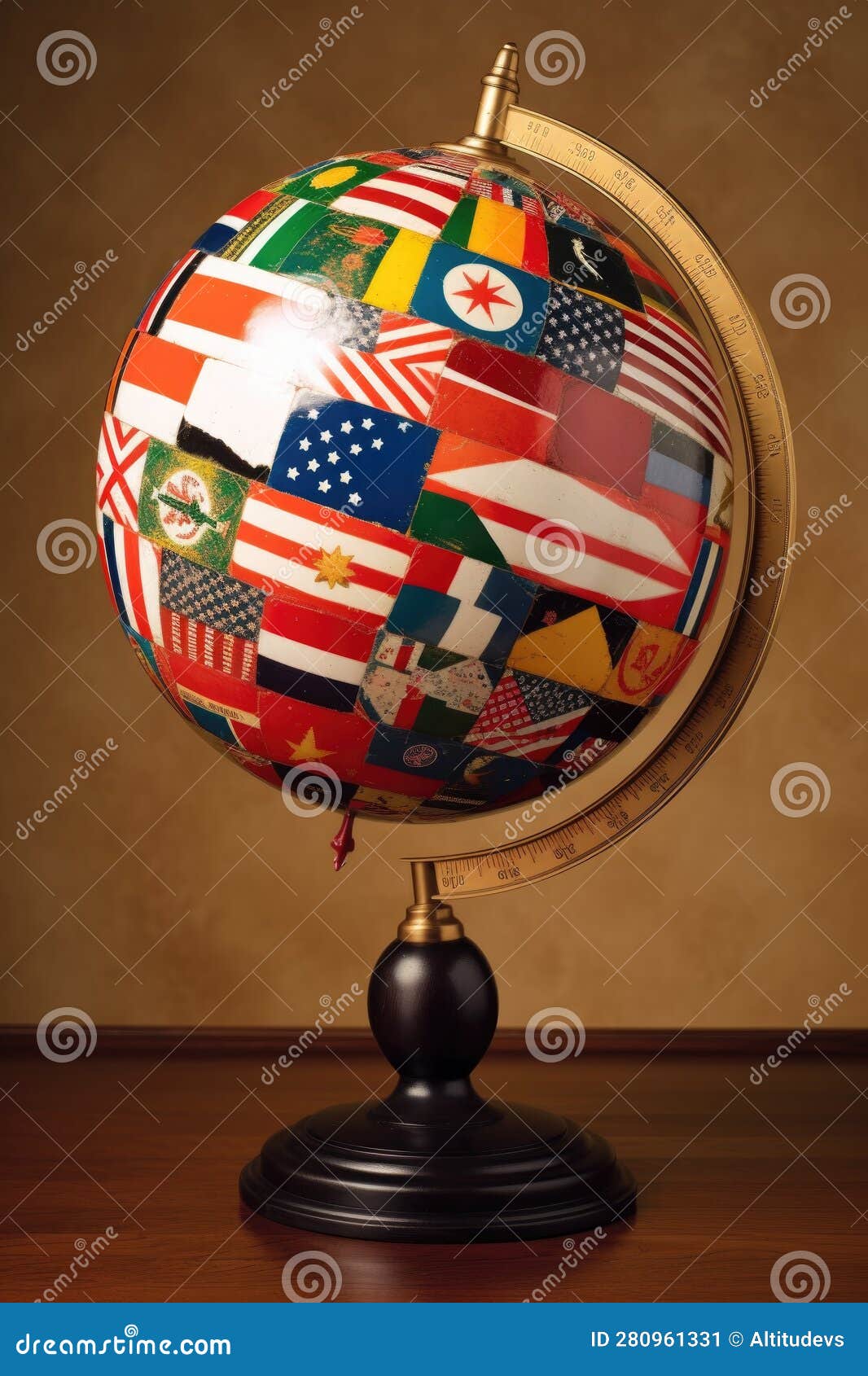 Assorted Flags of Various Countries on a Globe Stock Illustration ...