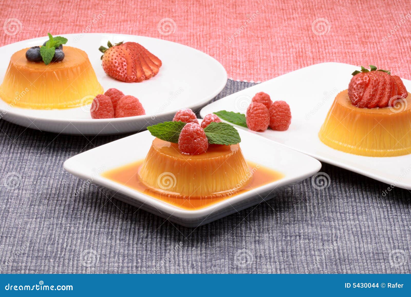 Assorted flan desserts stock photo. Image of mint, caramel - 5430044