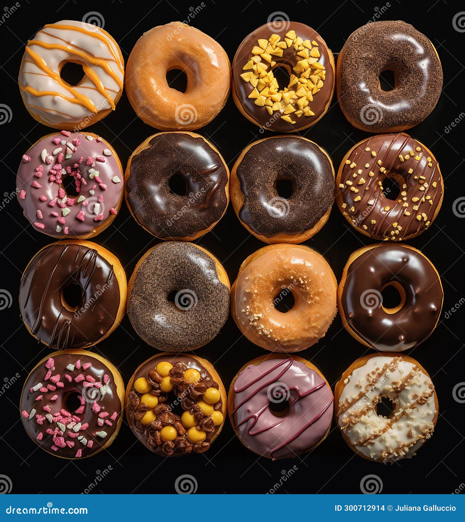 Assorted flavored donuts stock illustration. Illustration of tasty ...