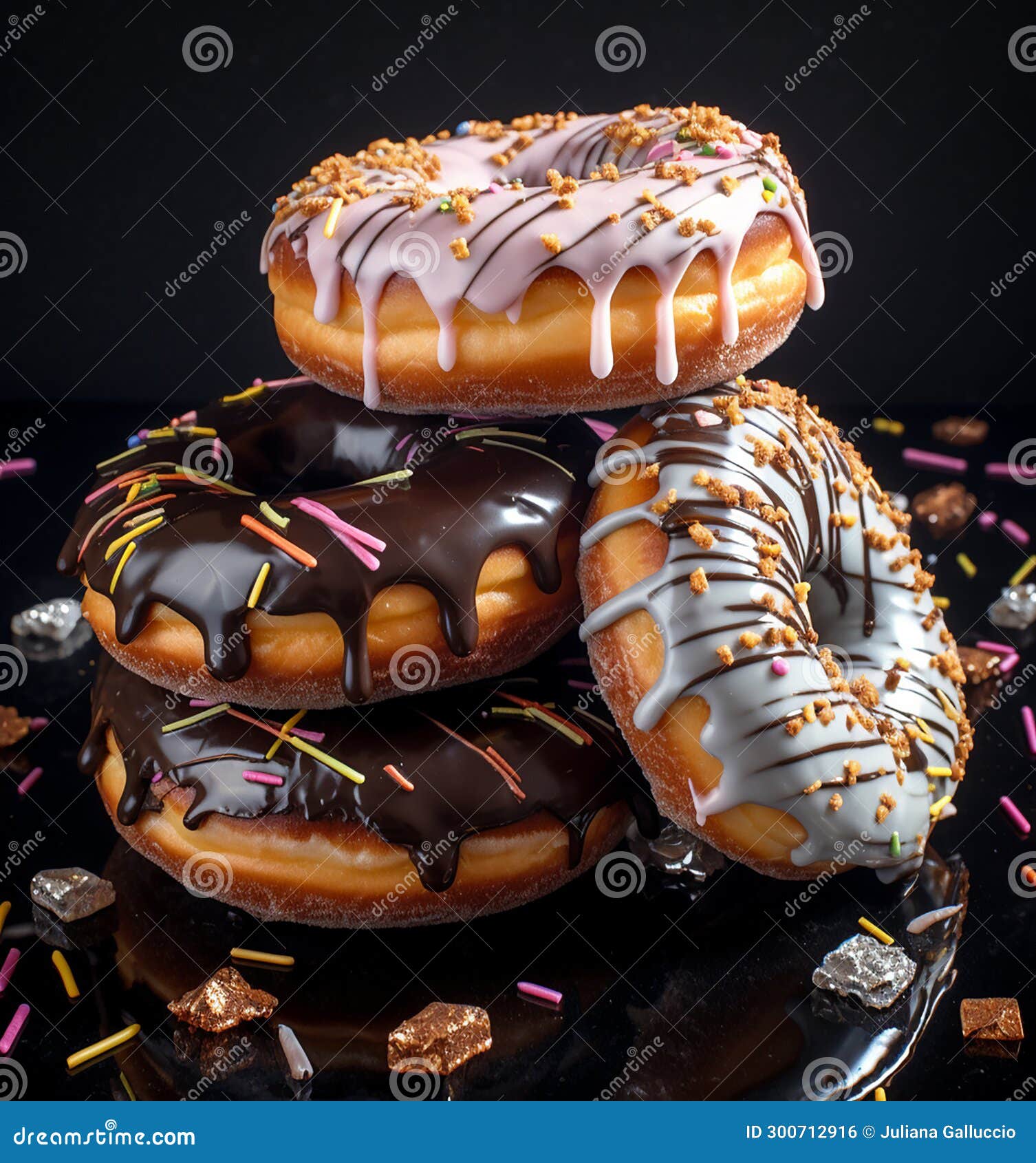 Assorted flavored donuts stock illustration. Illustration of assorted ...