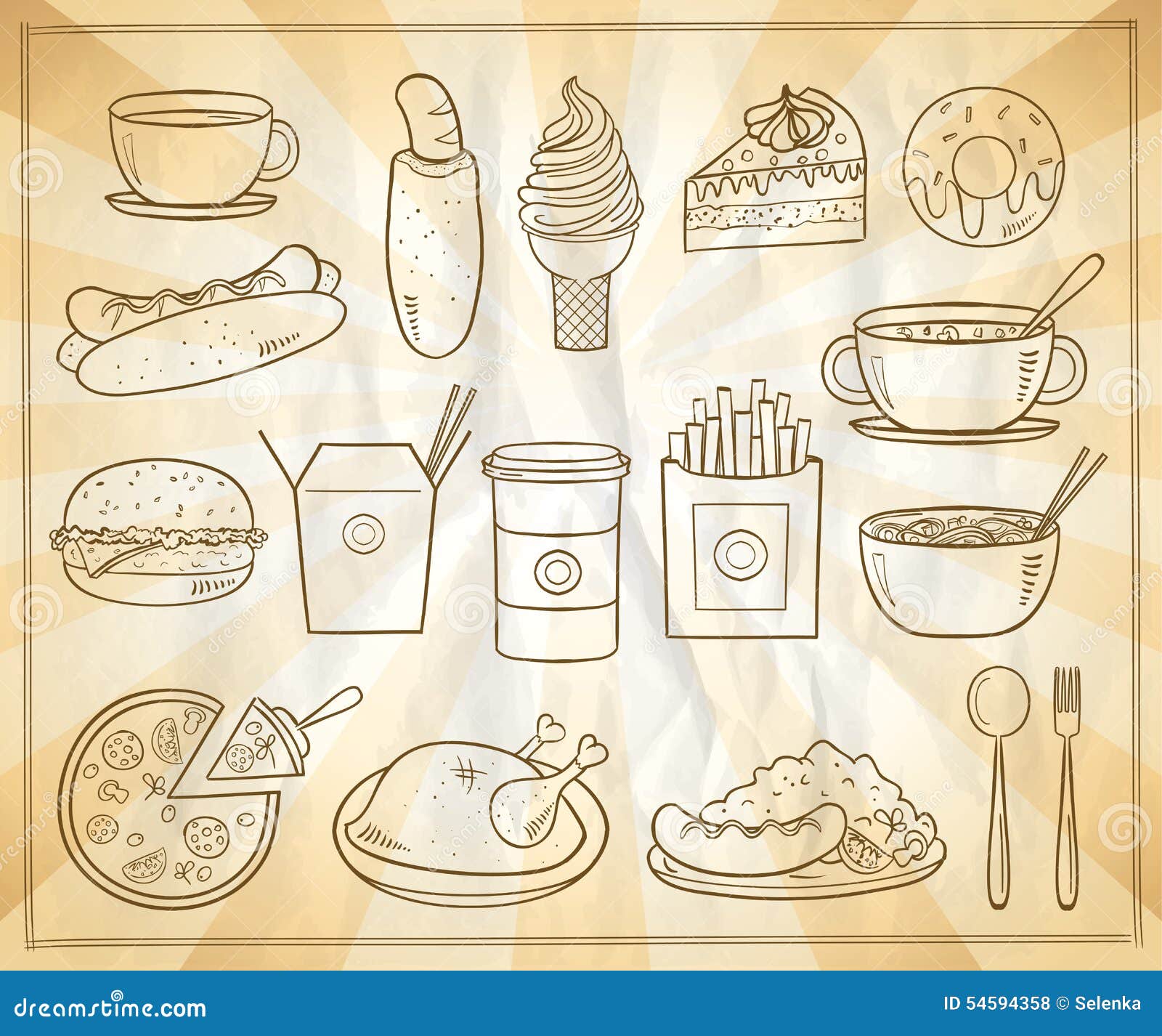 Assorted Food And Drinks Graphic Symbols. Vector Illustration ...