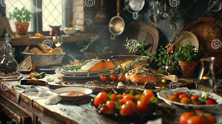 Assorted Food Items Displayed on a Table, Suitable for Food-related Concepts Stock Image - Image ...