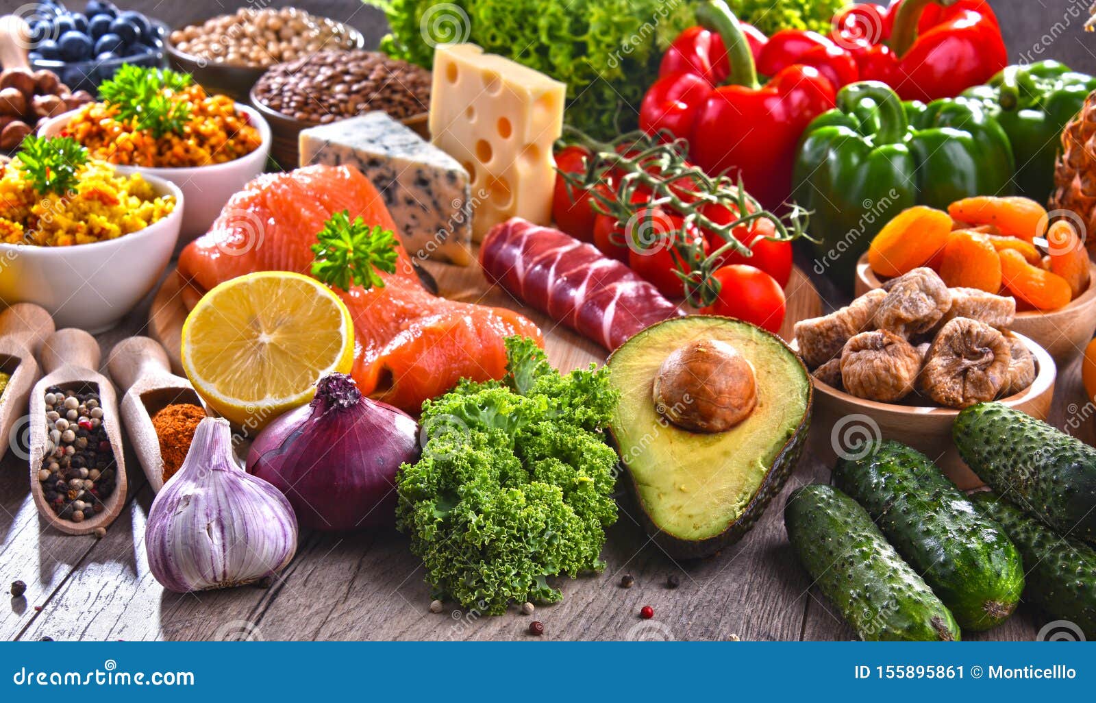 Assorted Food Products on Kitchen Table Stock Image - Image of citrus ...